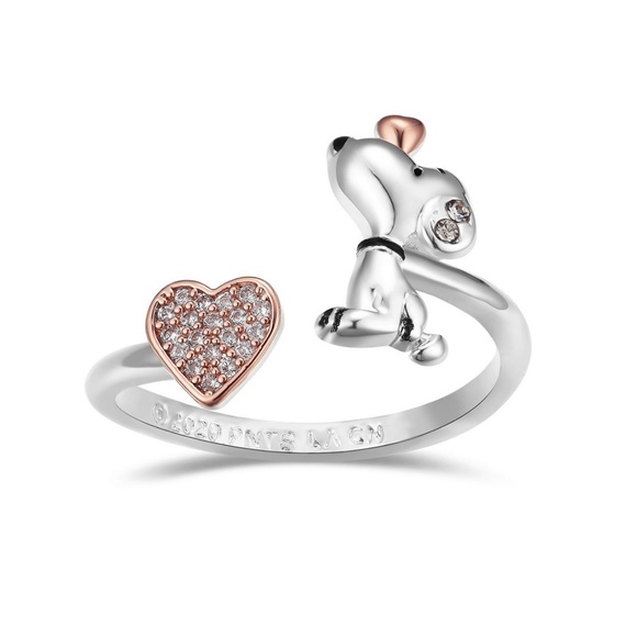 Peanuts | Jewelry | Peanuts Snoopy And Pave Crystal Heart Bypass Ring 7 ...